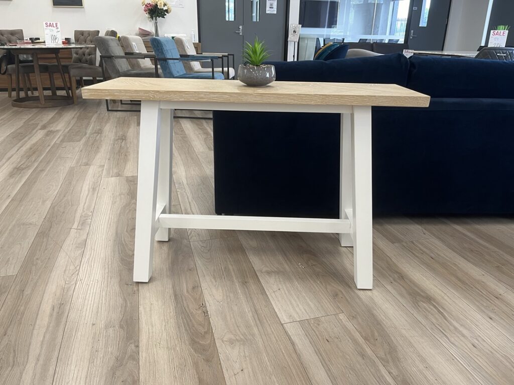 White & Oak Timber Hall Table - Seconds Furniture
