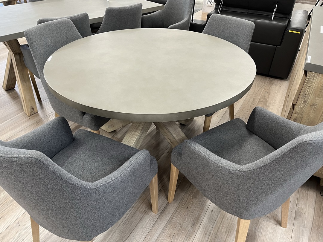 5pc Concrete Top Dining Table with Chairs - Grey - Seconds Furniture
