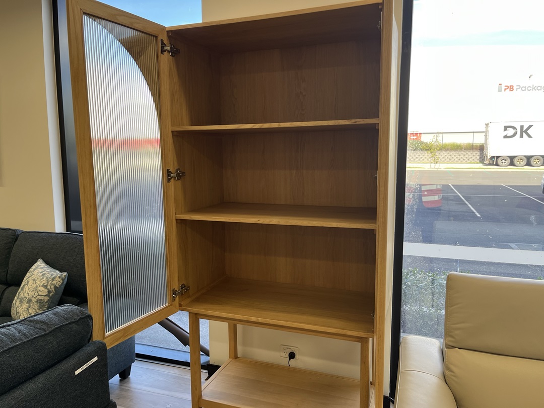 2 Door Glass & Timber Display Cabinet - Seconds Furniture