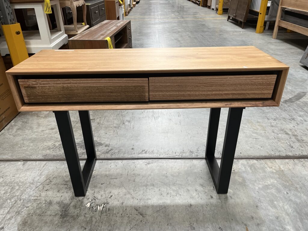 Timber & Metal 2 Drawer Hall Table - Seconds Furniture