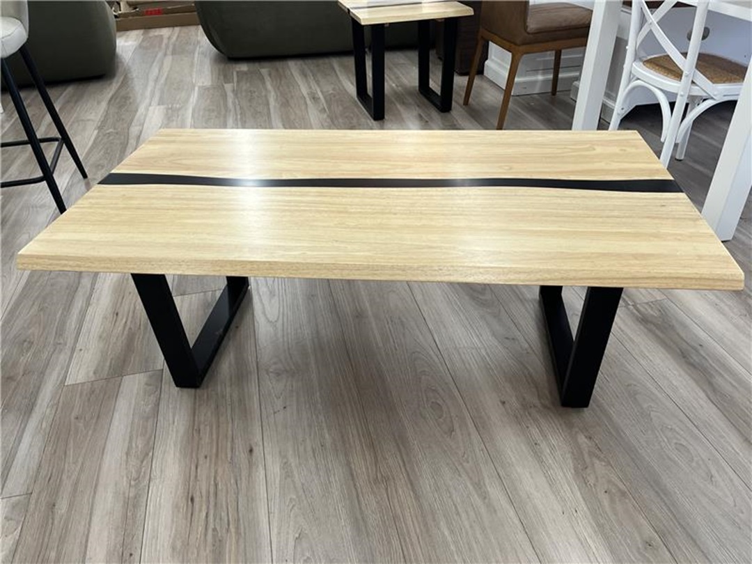 Natural Timber & Black Coffee Table - Seconds Furniture