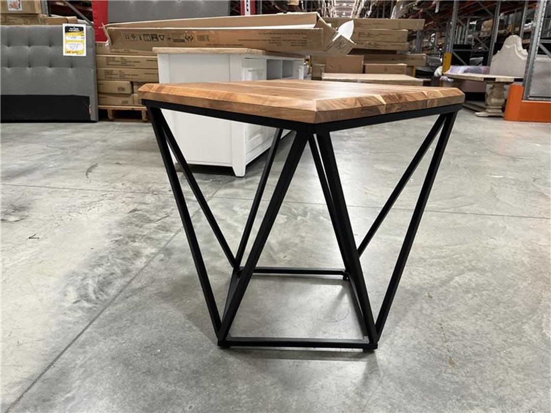 Natural Timber Lamp Table with Metal Legs - Seconds Furniture