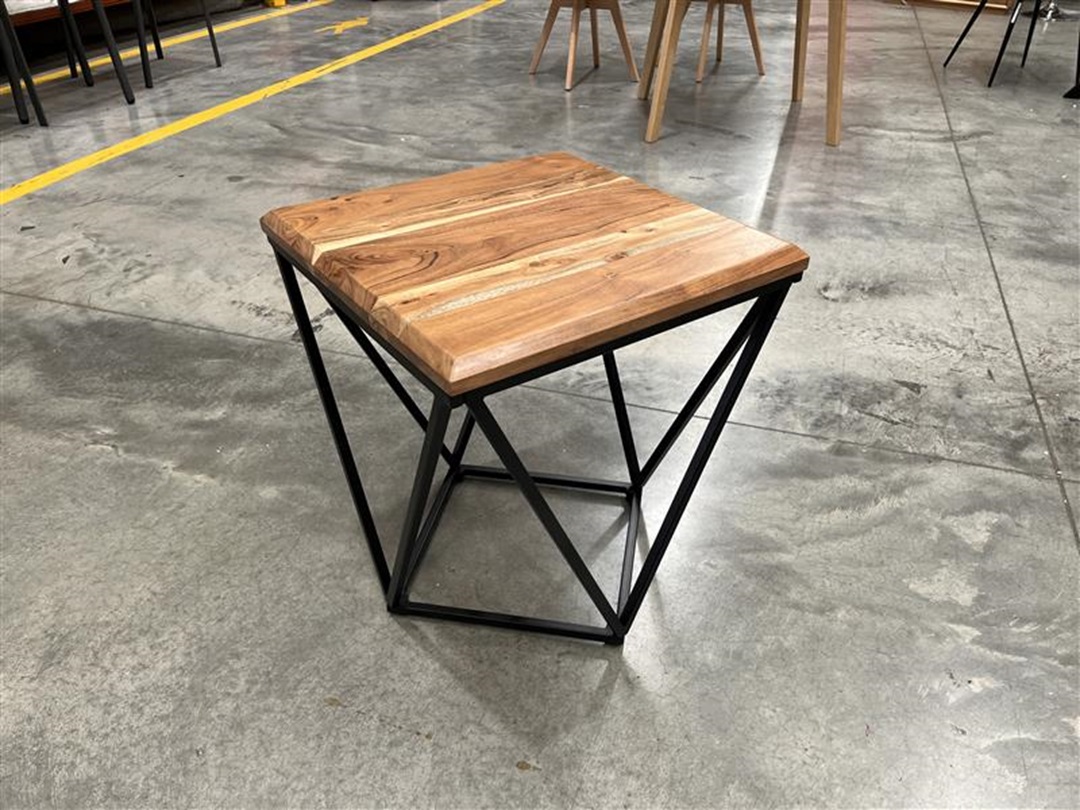 Natural Timber Lamp Table with Metal Legs - Seconds Furniture