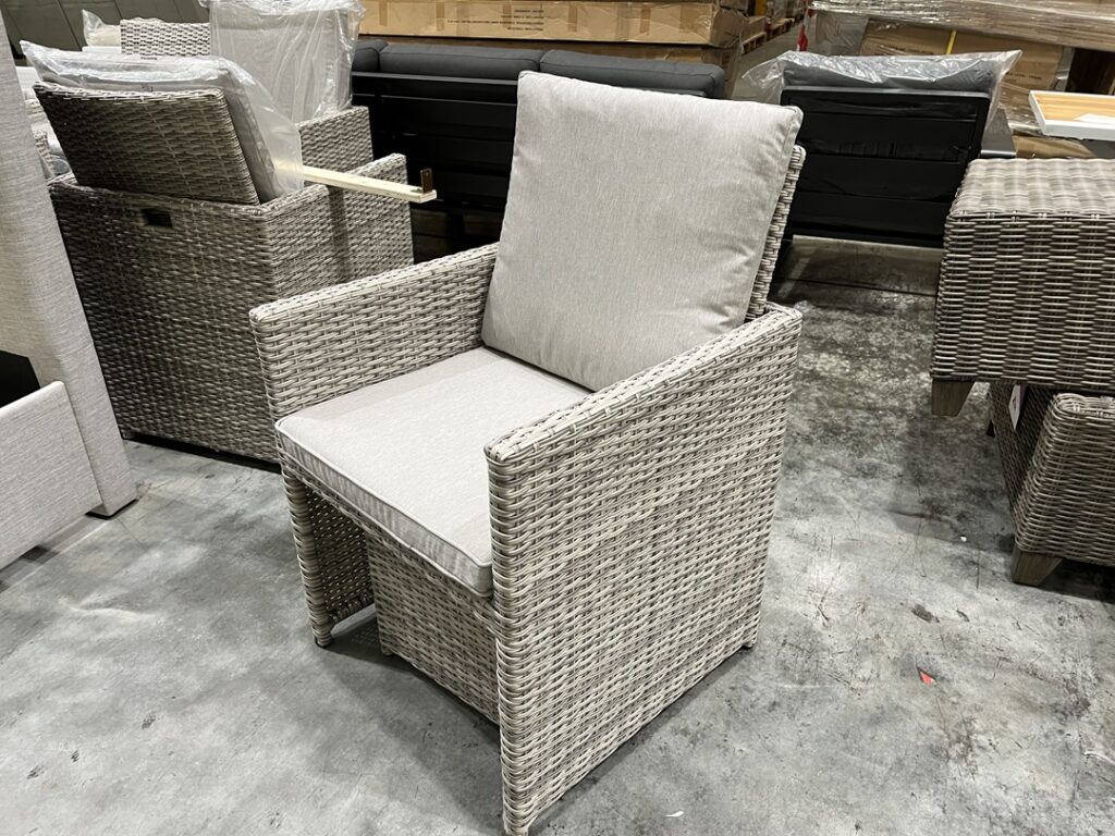 Light Grey Wicker Outdoor Dining Chair - Seconds Furniture