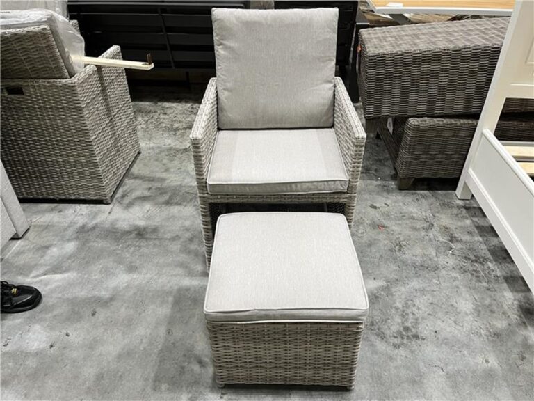 Light Grey Wicker Outdoor Dining Chair - Seconds Furniture