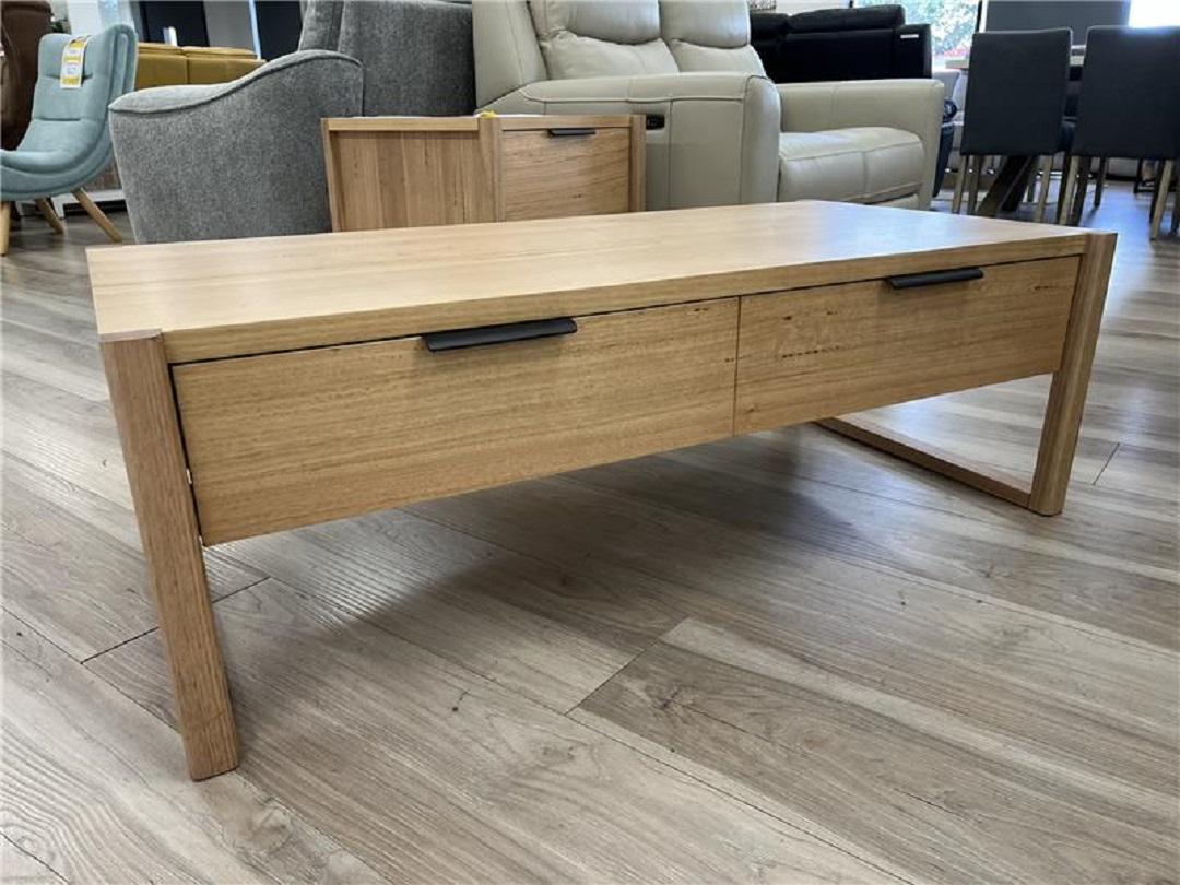 Natural Timber 2 Drawer Coffee Table - Seconds Furniture