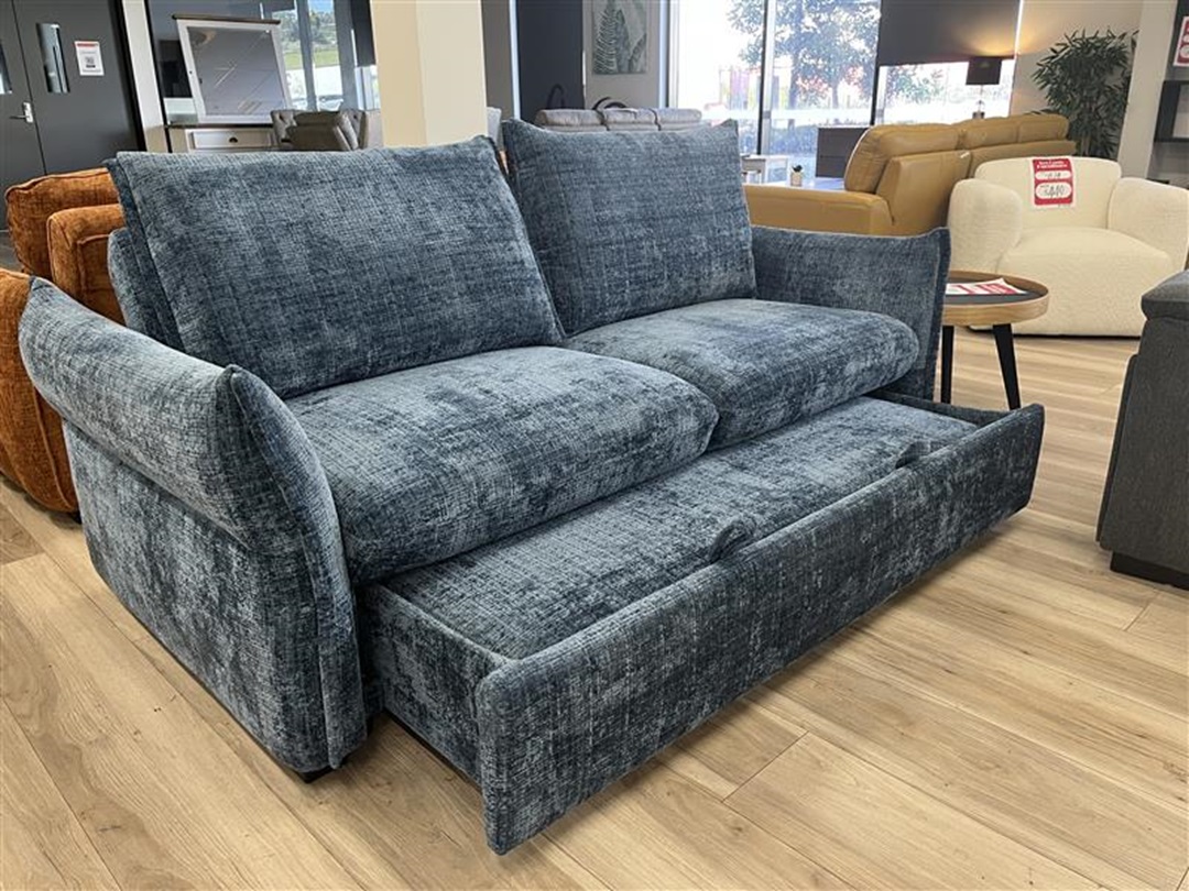 Blue Fabric Pull Out Sofa Bed - Seconds Furniture
