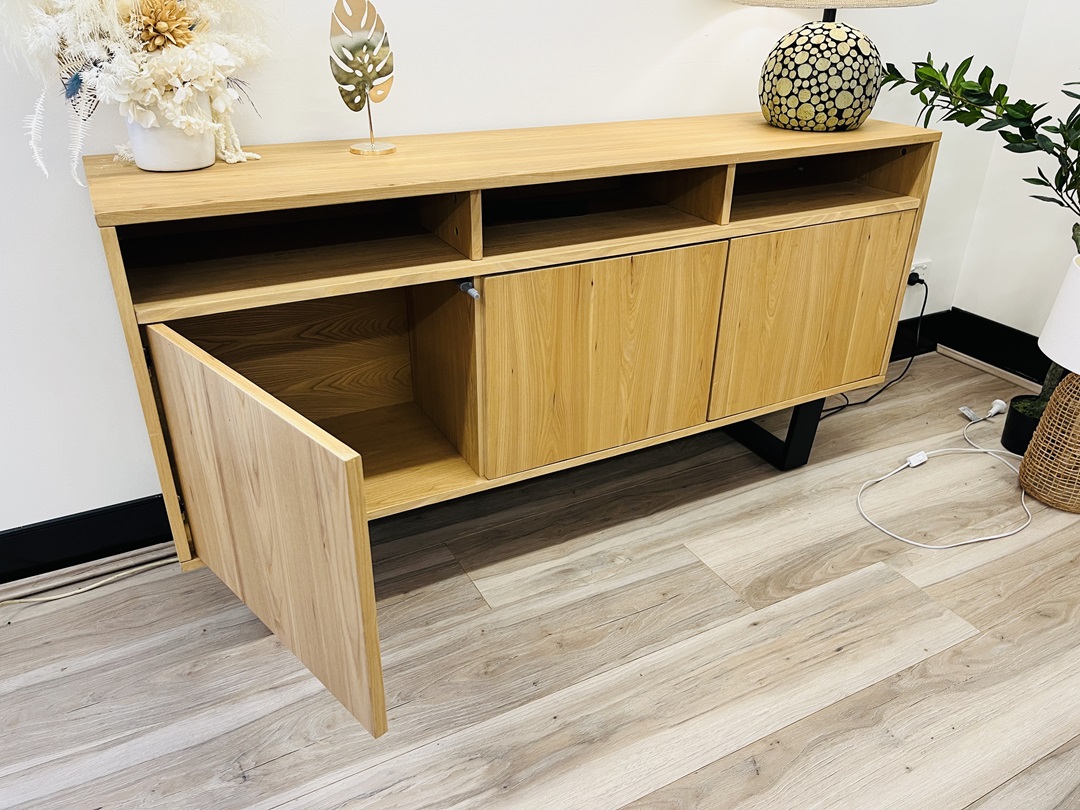 3 Door 3 Niche Natural Timber Buffet with Metal Legs - Seconds Furniture
